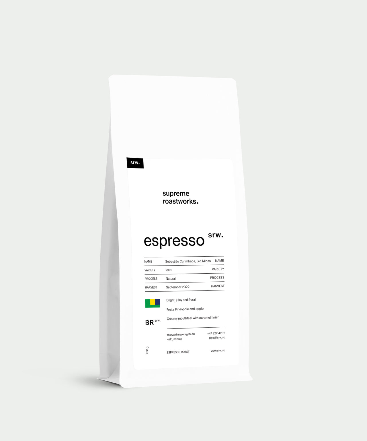 Brasil Sebasitão Curimbaba Sul de Minas espresso 250g – Supreme Roastworks