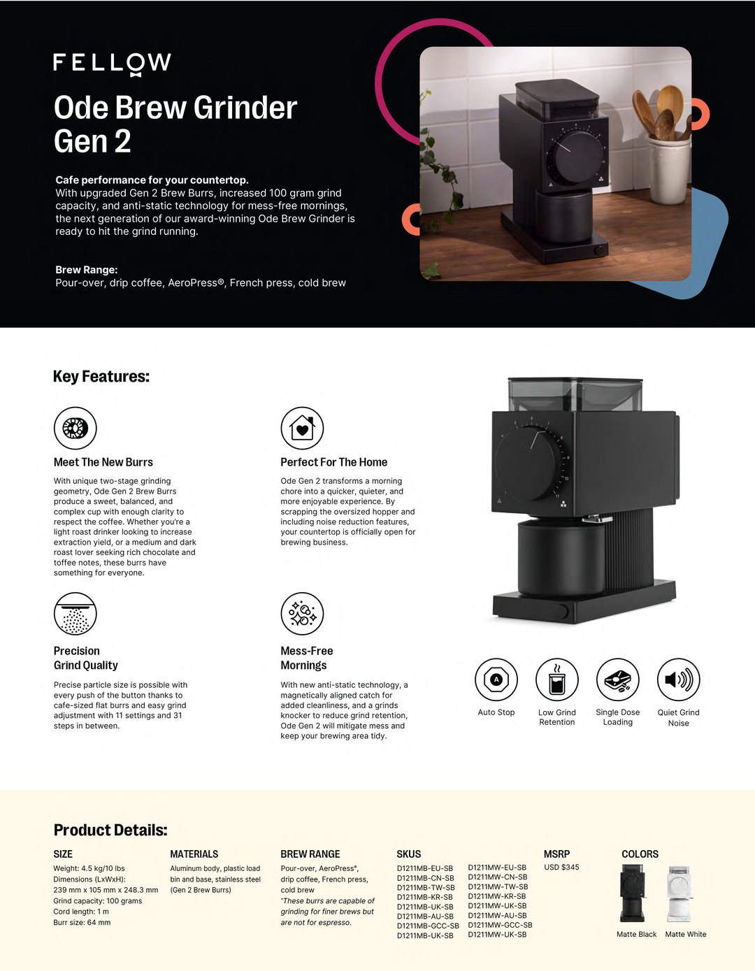 Fellow Ode Brew Grinder Gen 2 – Supreme Roastworks